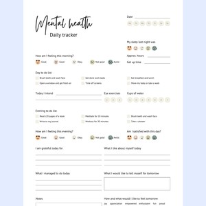 Daily Mood Tracker, Printable Mood Track PDF, Emotion Tracker, Self ...