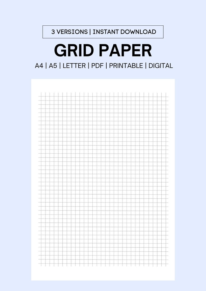 Small Grid Paper Printable, Squared Paper, Planner Inserts, A4/A5 ...