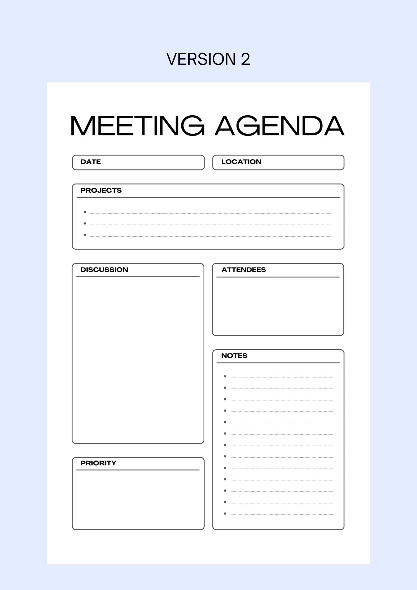 Meeting Notes Template Printable, Meeting Minutes, Meeting Agenda ...