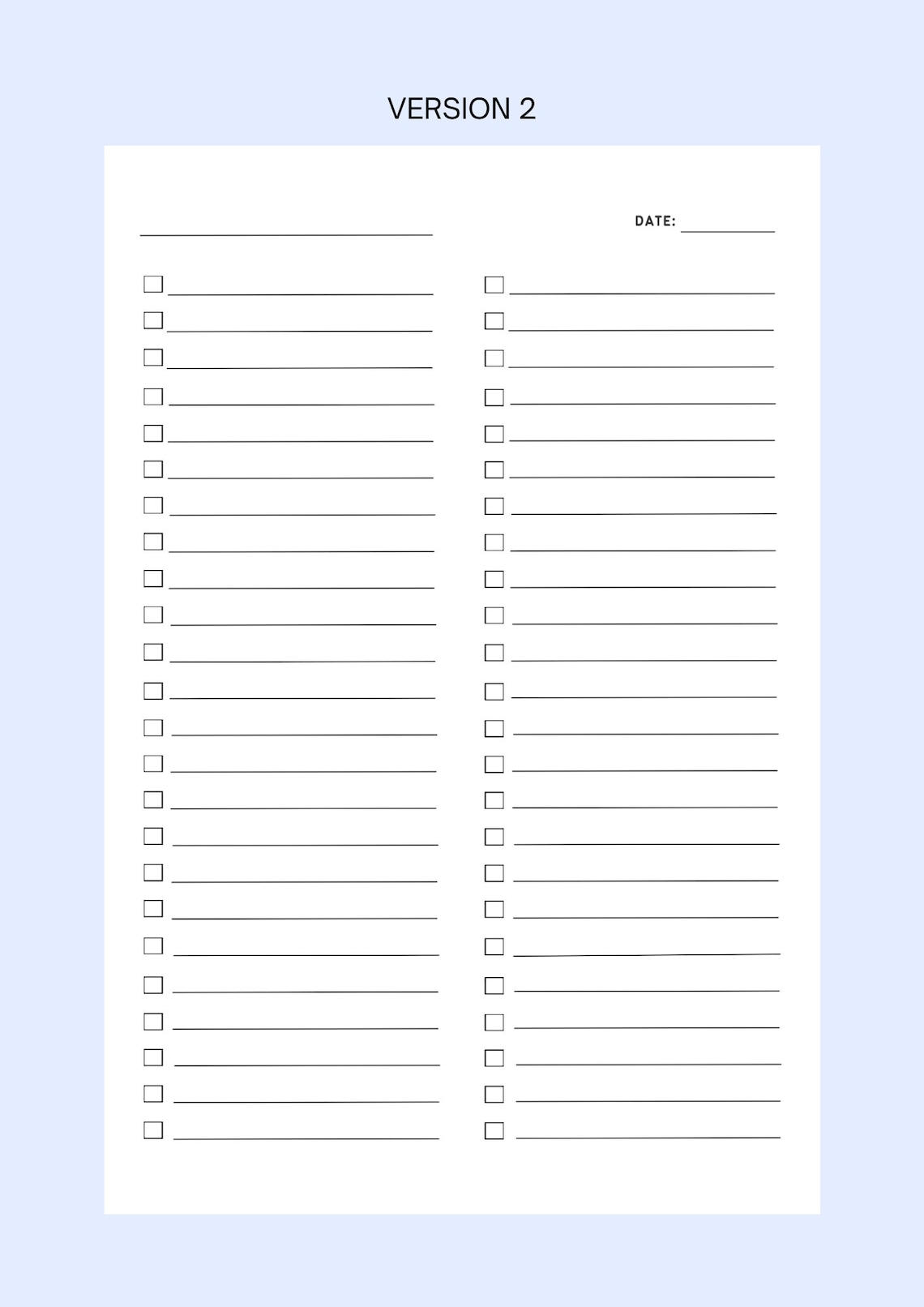 Blank Checklist Template Printable & Fillable, Simple Checklist ...