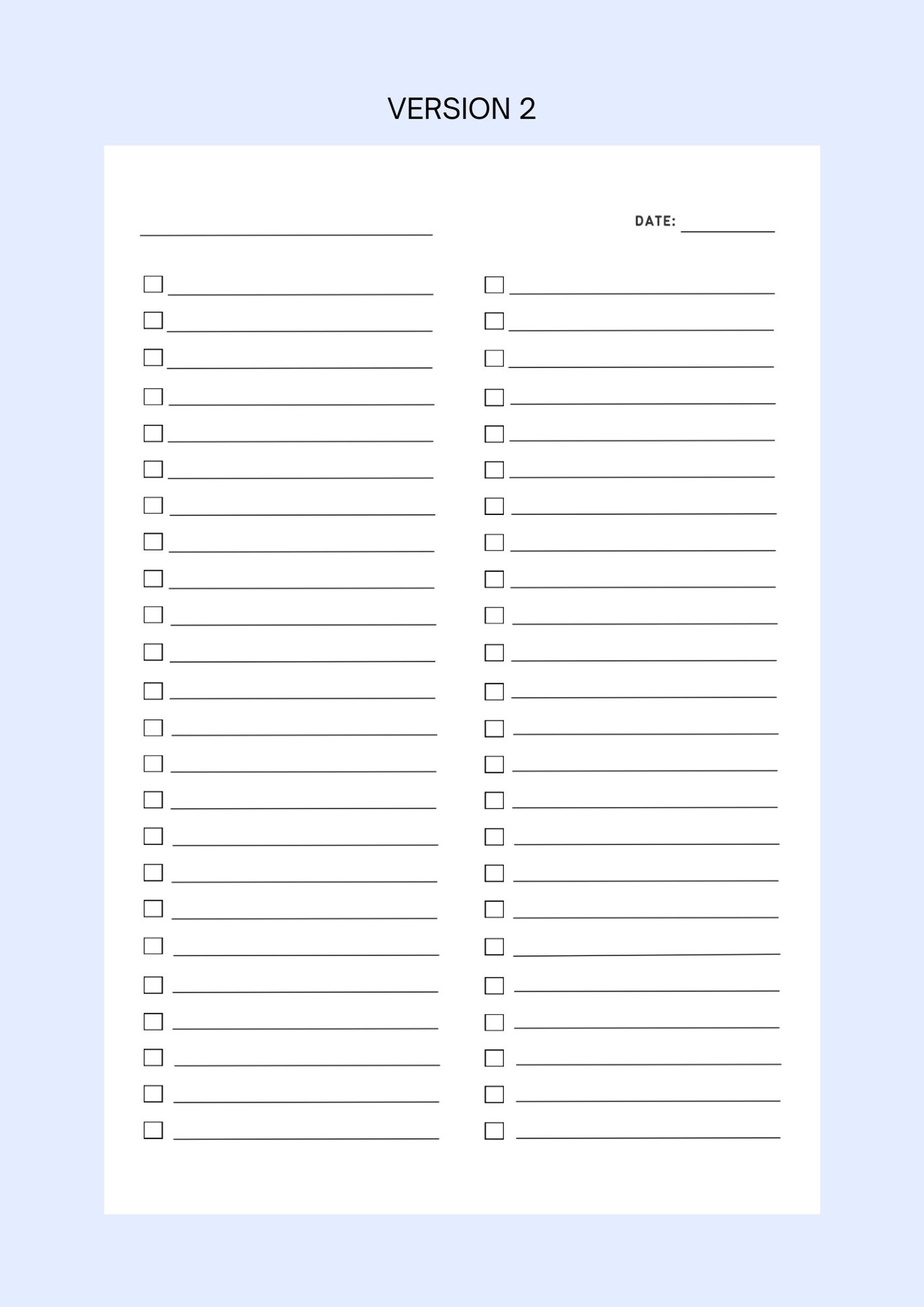 Blank Checklist Template Printable & Fillable, Simple Checklist ...