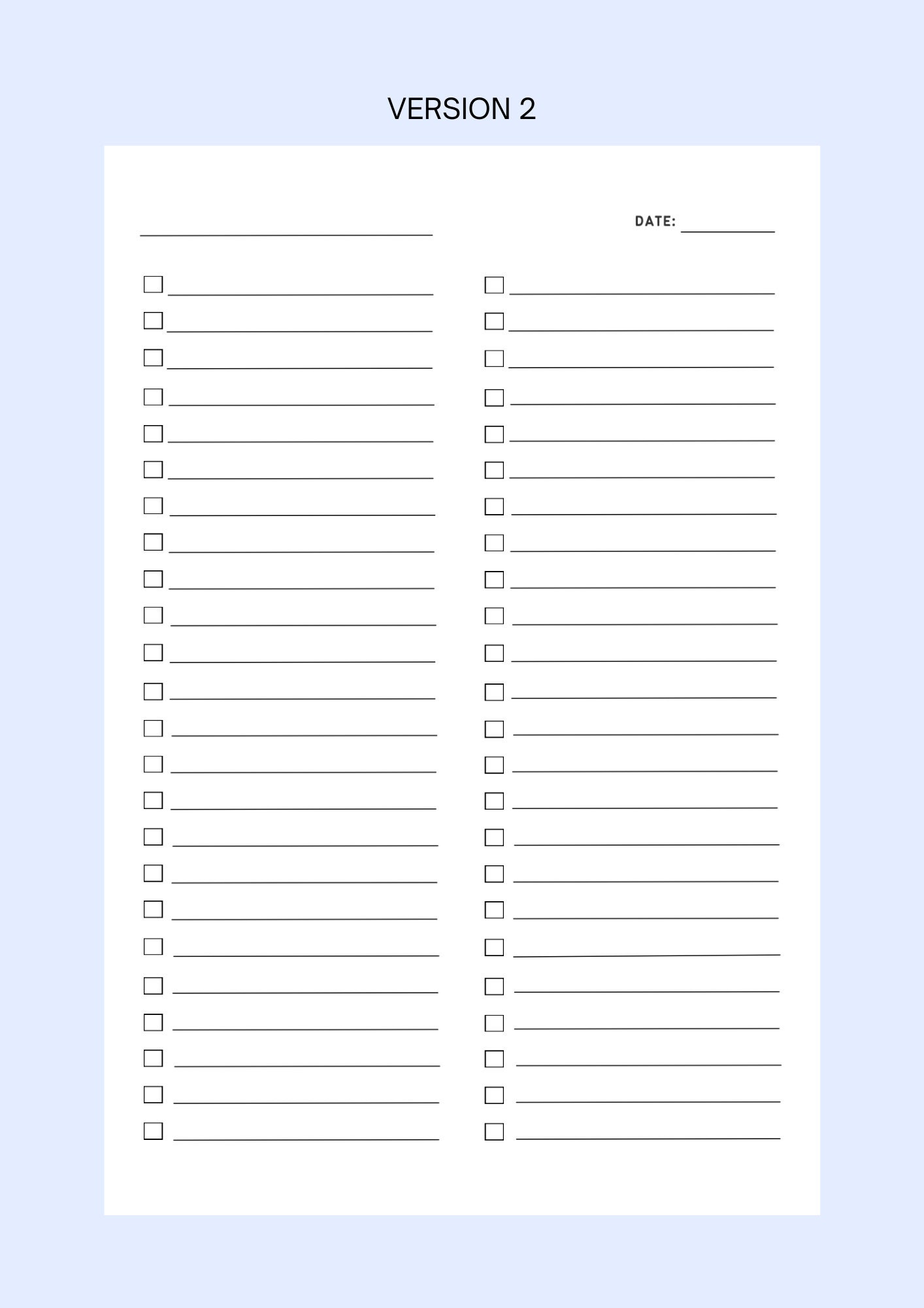 Blank Checklist Template Printable & Fillable, Simple Checklist ...