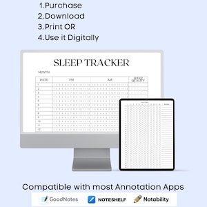 Sleep Tracker Printable, Sleep Log, Sleep Quality Journal, Sleep Hours ...