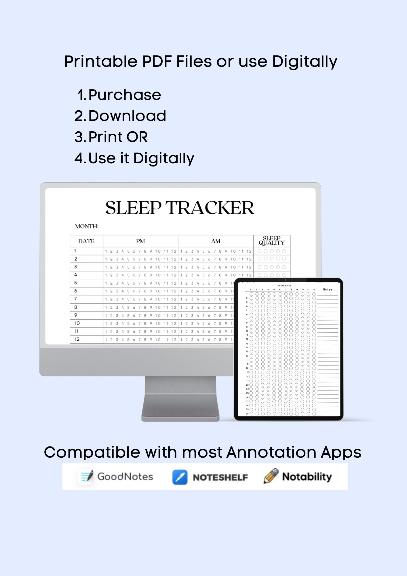 Sleep Tracker Printable, Sleep Log, Sleep Quality Journal, Sleep Hours ...
