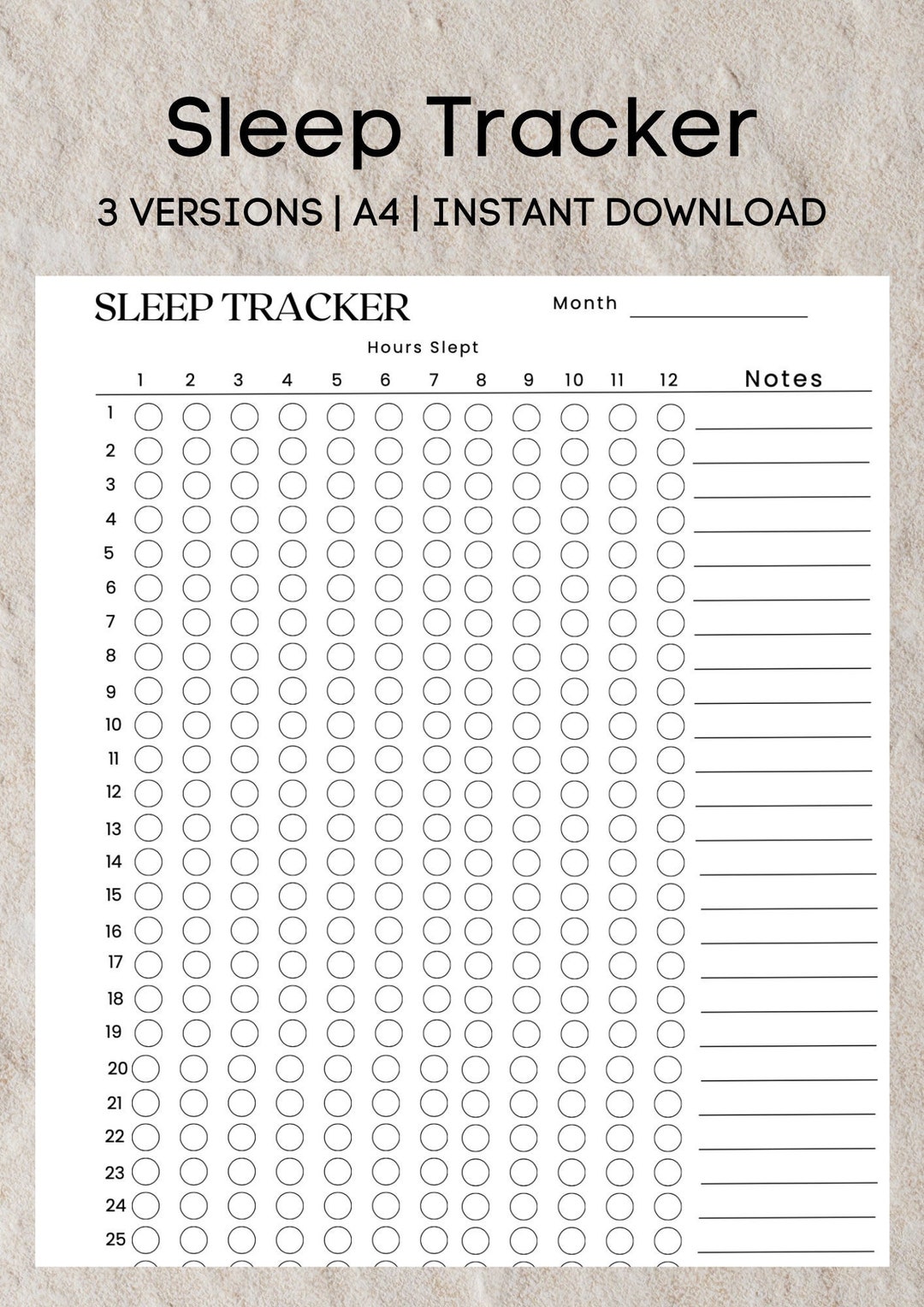 Sleep Tracker Printable Sleep Log Sleep Quality Journal - Etsy