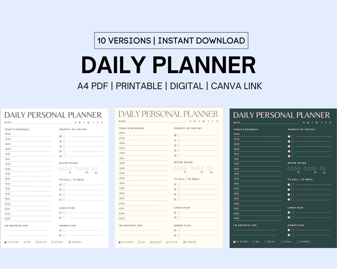 Daily Personal Planner, Minimalist Planner, 2023 Planner, Dated Digital ...