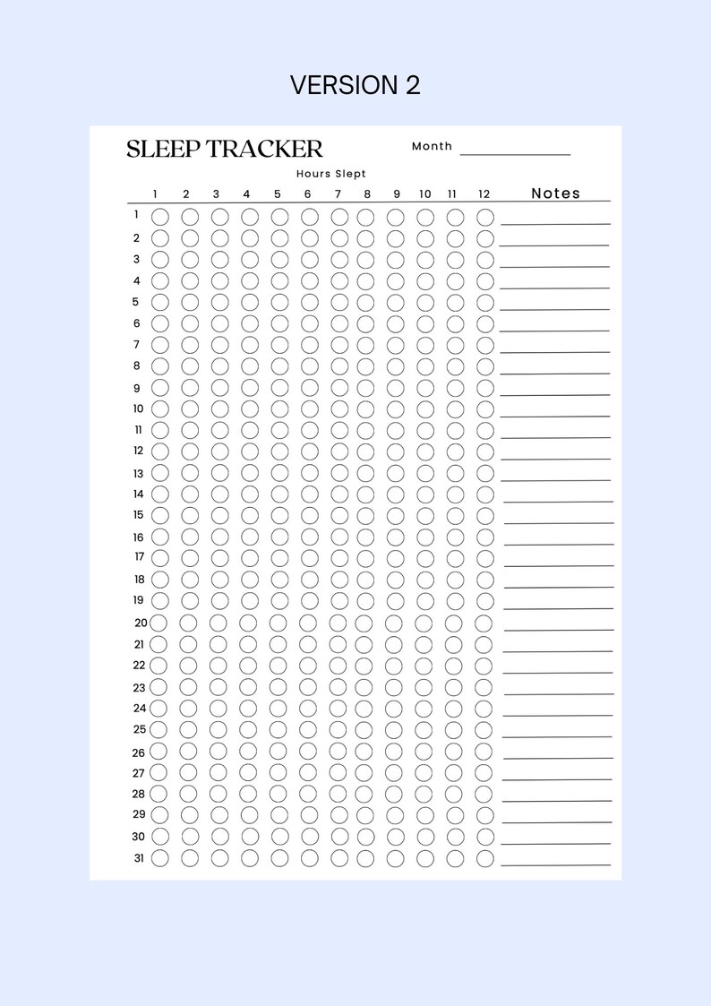 Sleep Tracker Printable, Sleep Log, Sleep Quality Journal, Sleep Hours ...