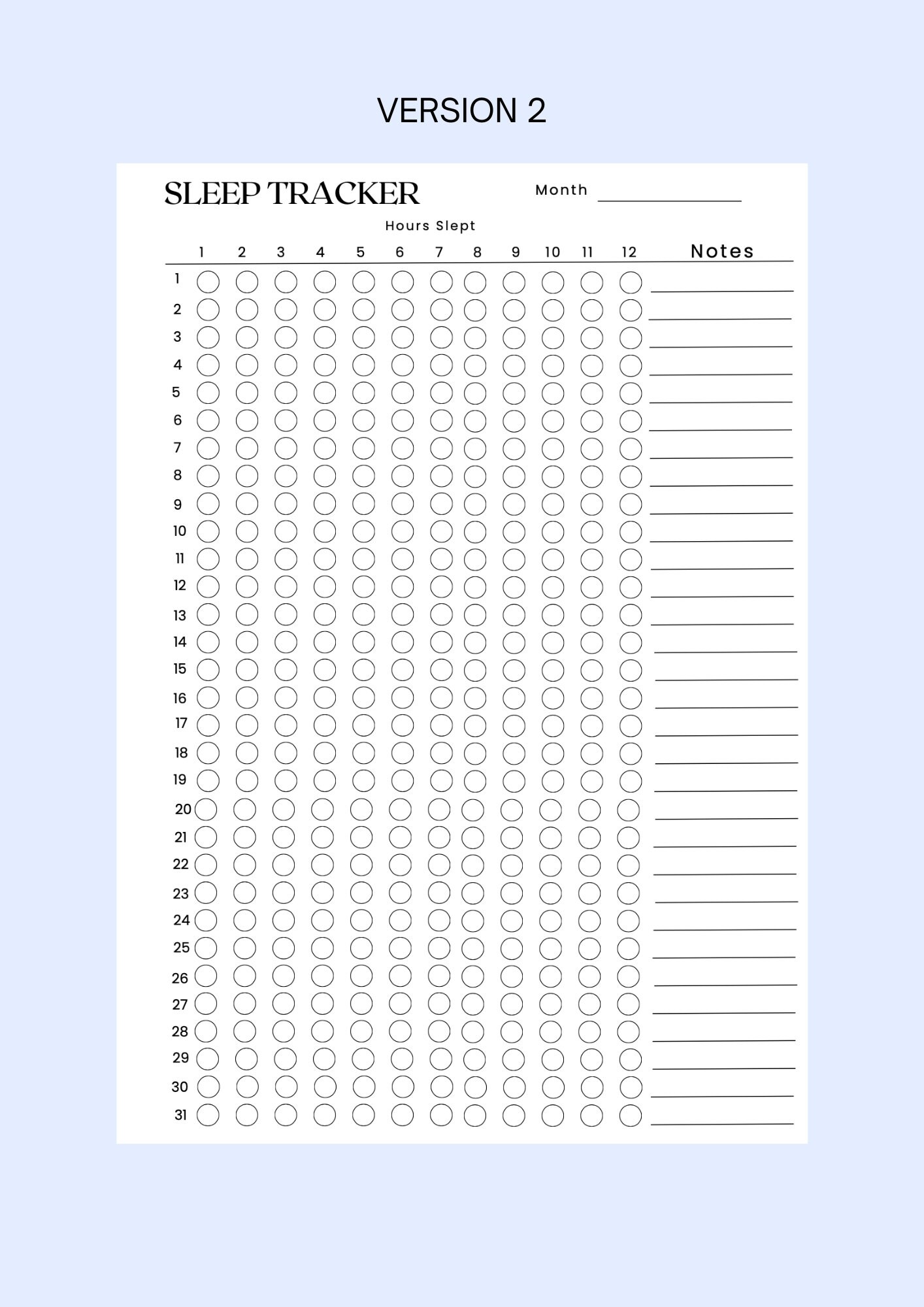 Sleep Tracker Printable, Sleep Log, Sleep Quality Journal, Sleep Hours ...