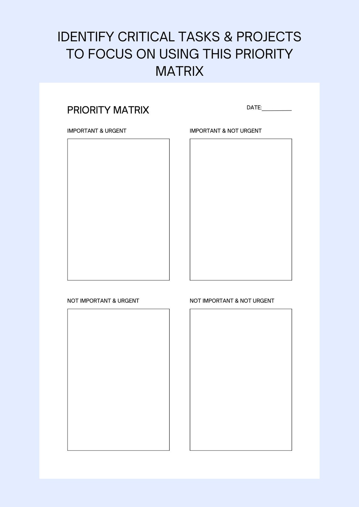Priority Matrix Printable, Decision Matrix, Eisenhower Matrix, My ...