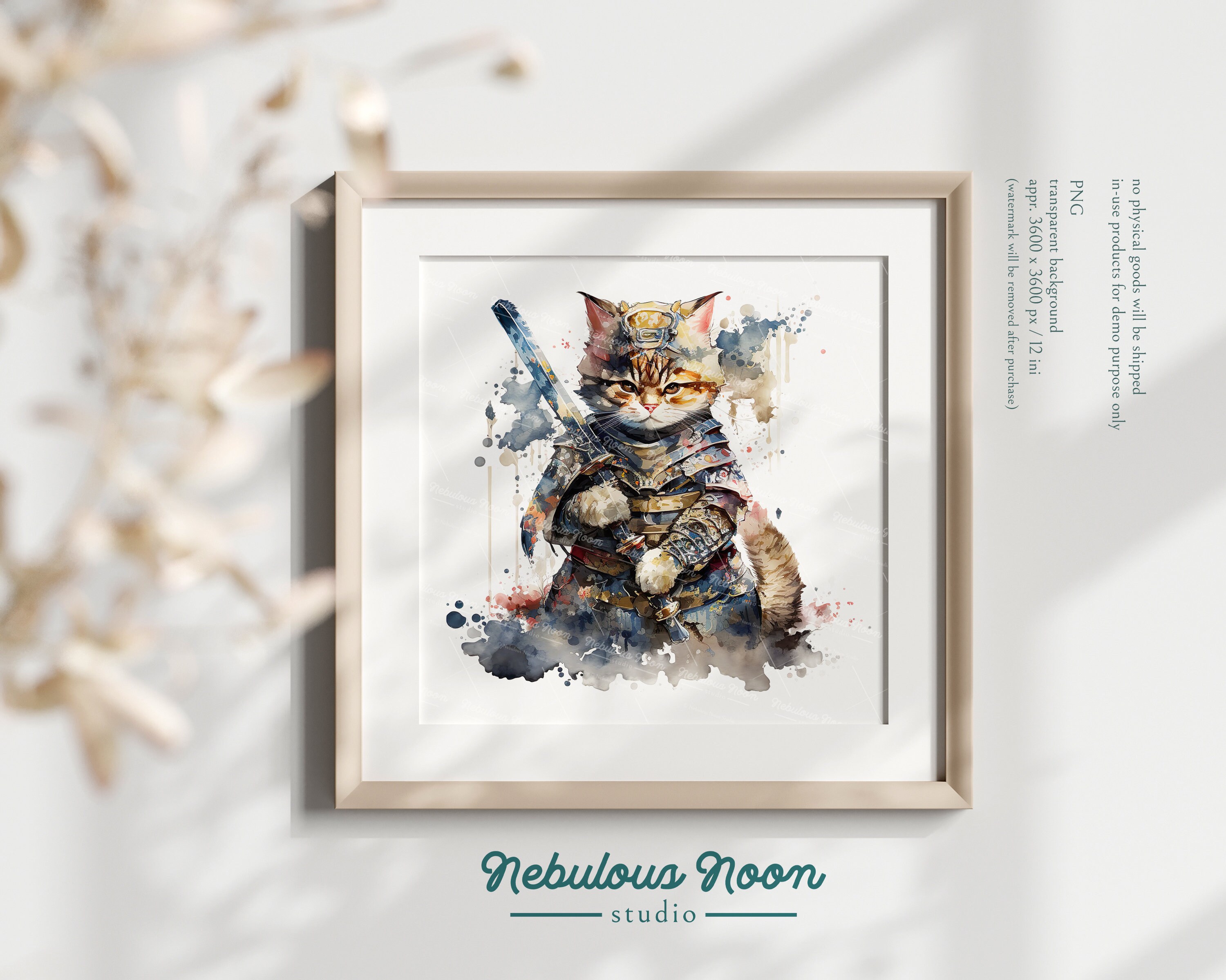 Katana Samurai Cat 5 PNG Funny Cat Clipart Bundle 23AP057 | Japanese ...