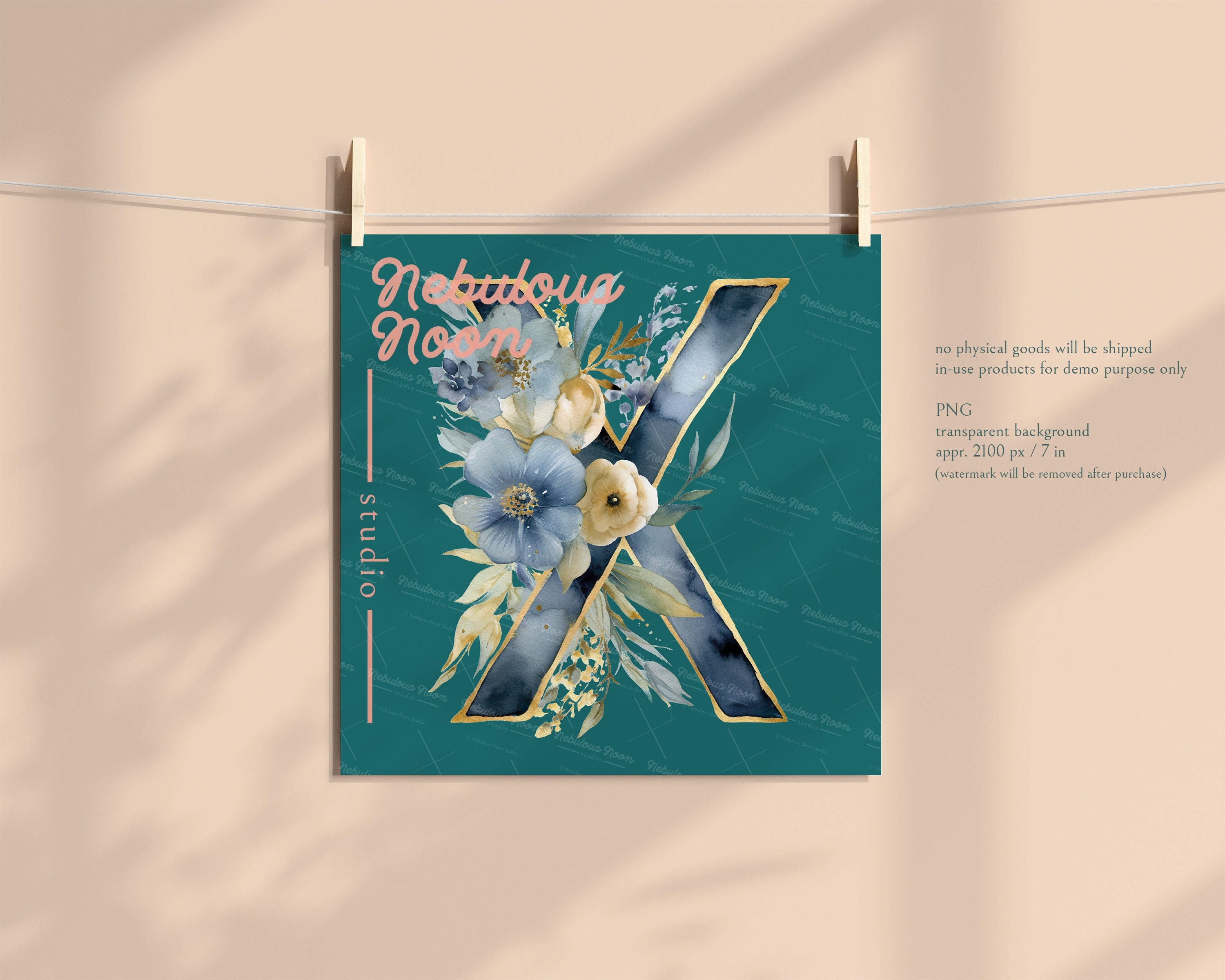 Dusty Blue Floral Alphabet 26 PNG Letter Clipart Bundle - Etsy
