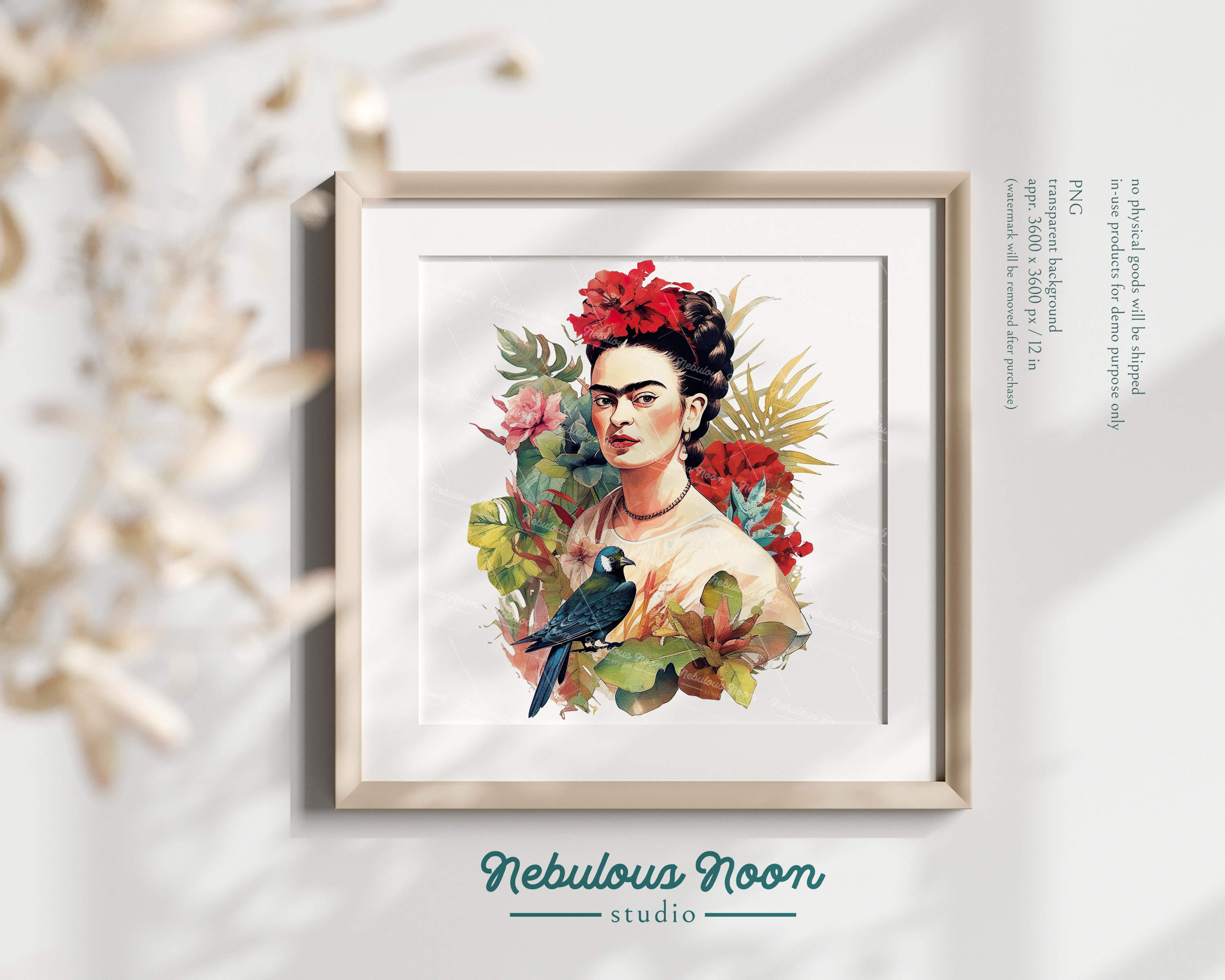 Botanical Frida 5 PNG Portrait Clipart Bundle 23JL003 | Frida Kahlo Png ...