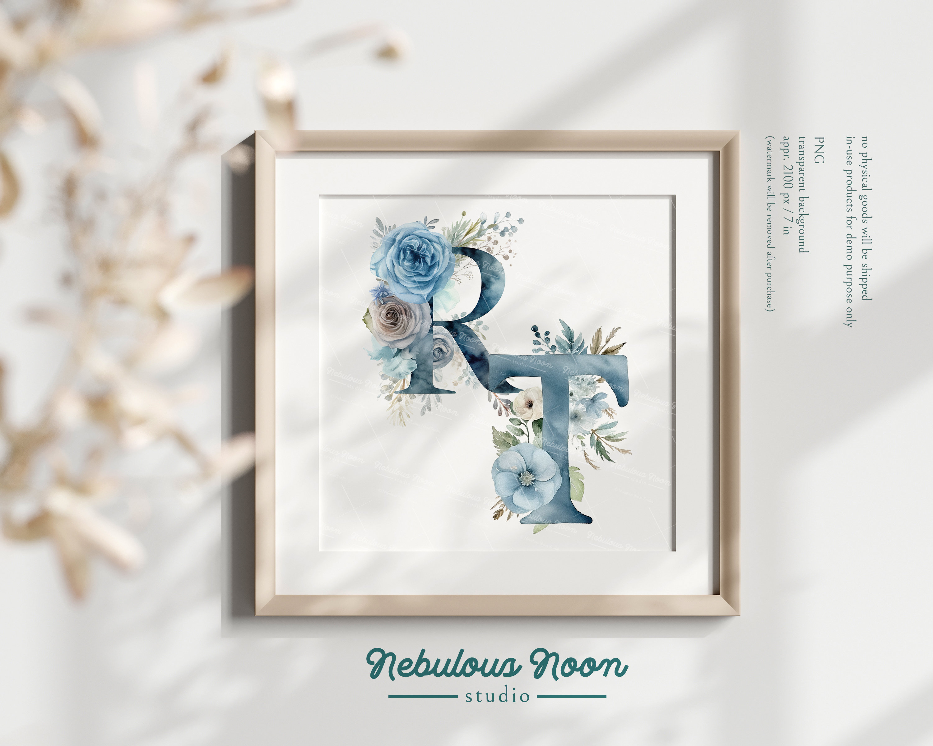 Dusty Blue Floral Alphabet 26 PNG Letter Clipart Bundle - Etsy