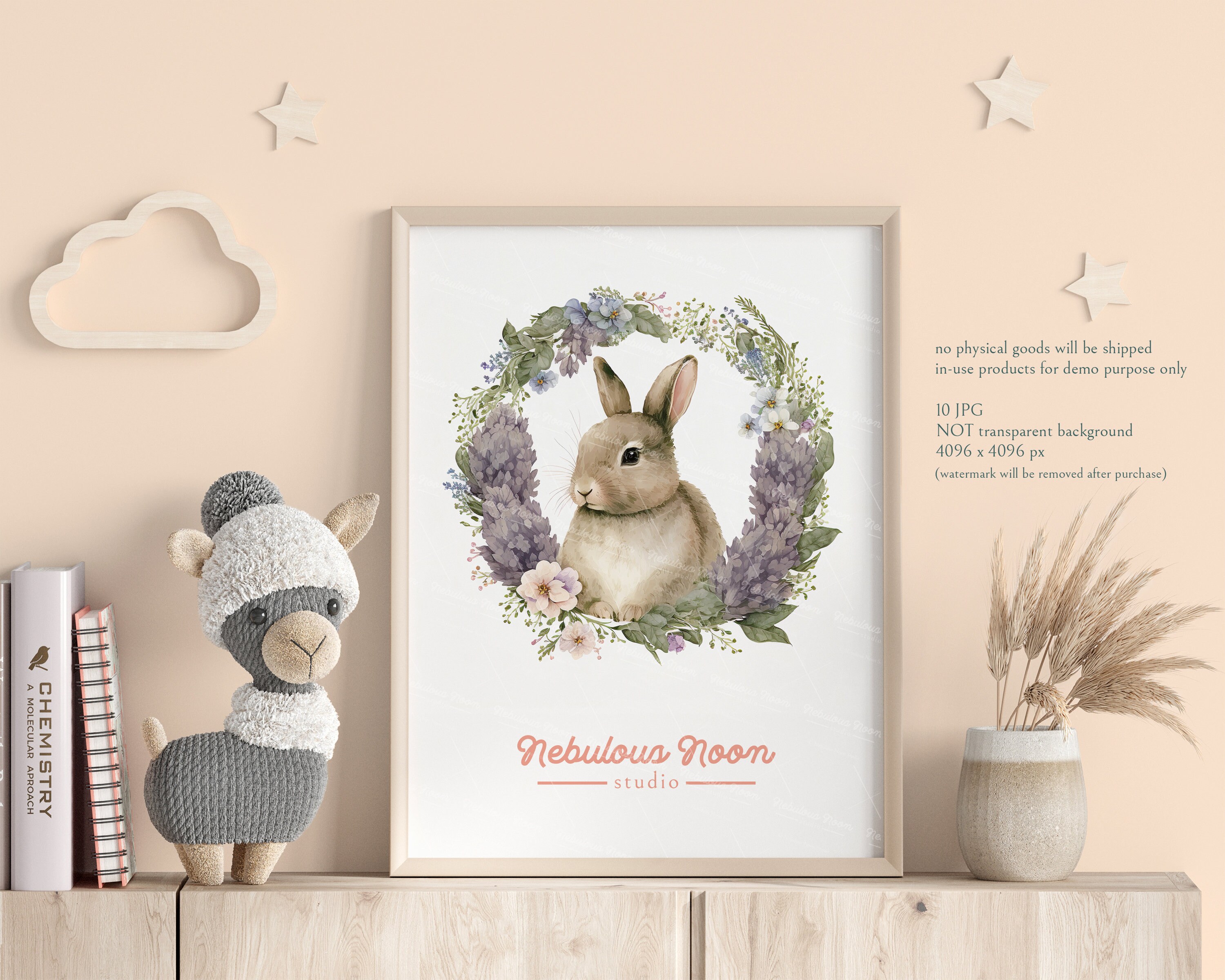 Adorable Rabbit Wreath 10 JPG Printable Wall Art Bundle AP23008 Mother ...