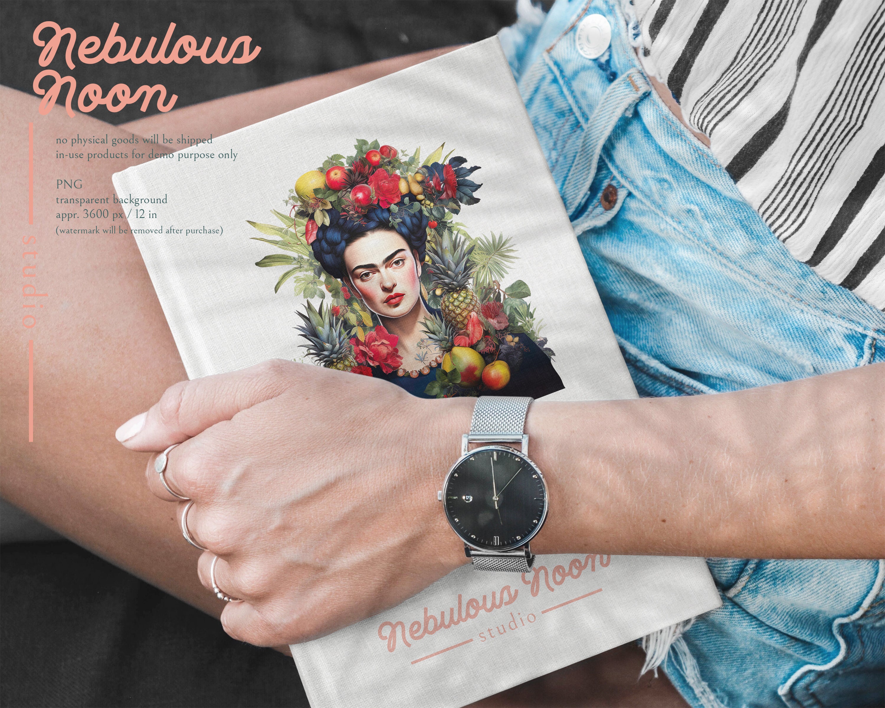 Botanical Frida 5 PNG Portrait Clipart Bundle 23JL003 Frida Kahlo Png ...