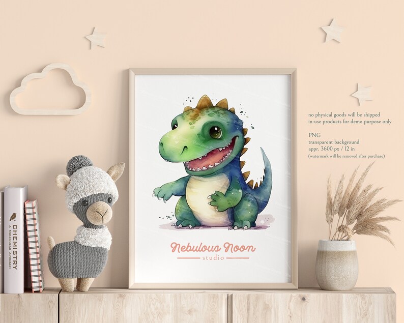 Baby T-rex Illustration 5 PNG Dinosaur Clipart Bundle 23AP070 | Cartoon ...