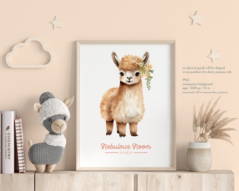 Nursery Floral Llama 5 PNG Animal Clipart Bundle 23JL006 | Llama ...