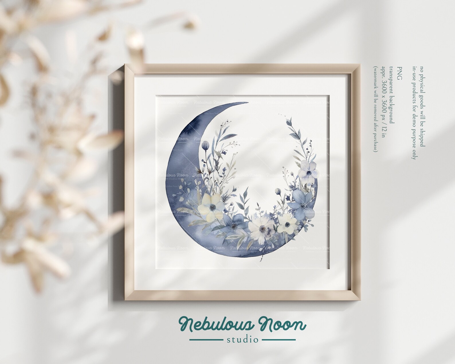 Busty Blue Flora Moon 5 PNG Clipart 23SE009 | Moon Watercolor,lunar ...
