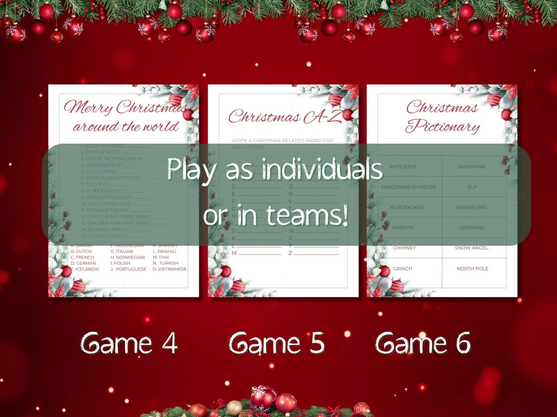 Christmas Games Printable, Christmas Party Games Printable, Family ...