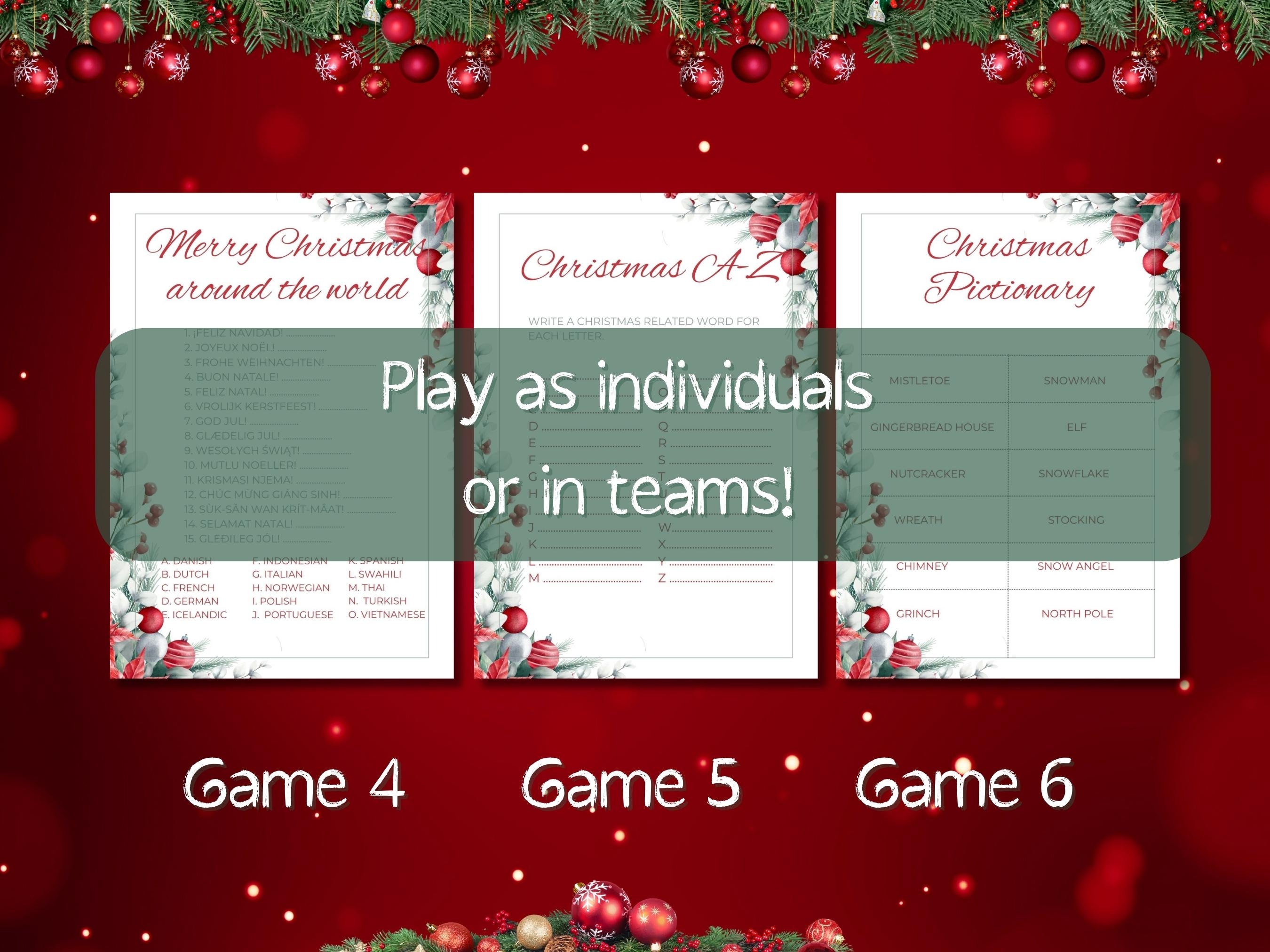 Christmas Games Printable, Christmas Party Games Printable, Family ...