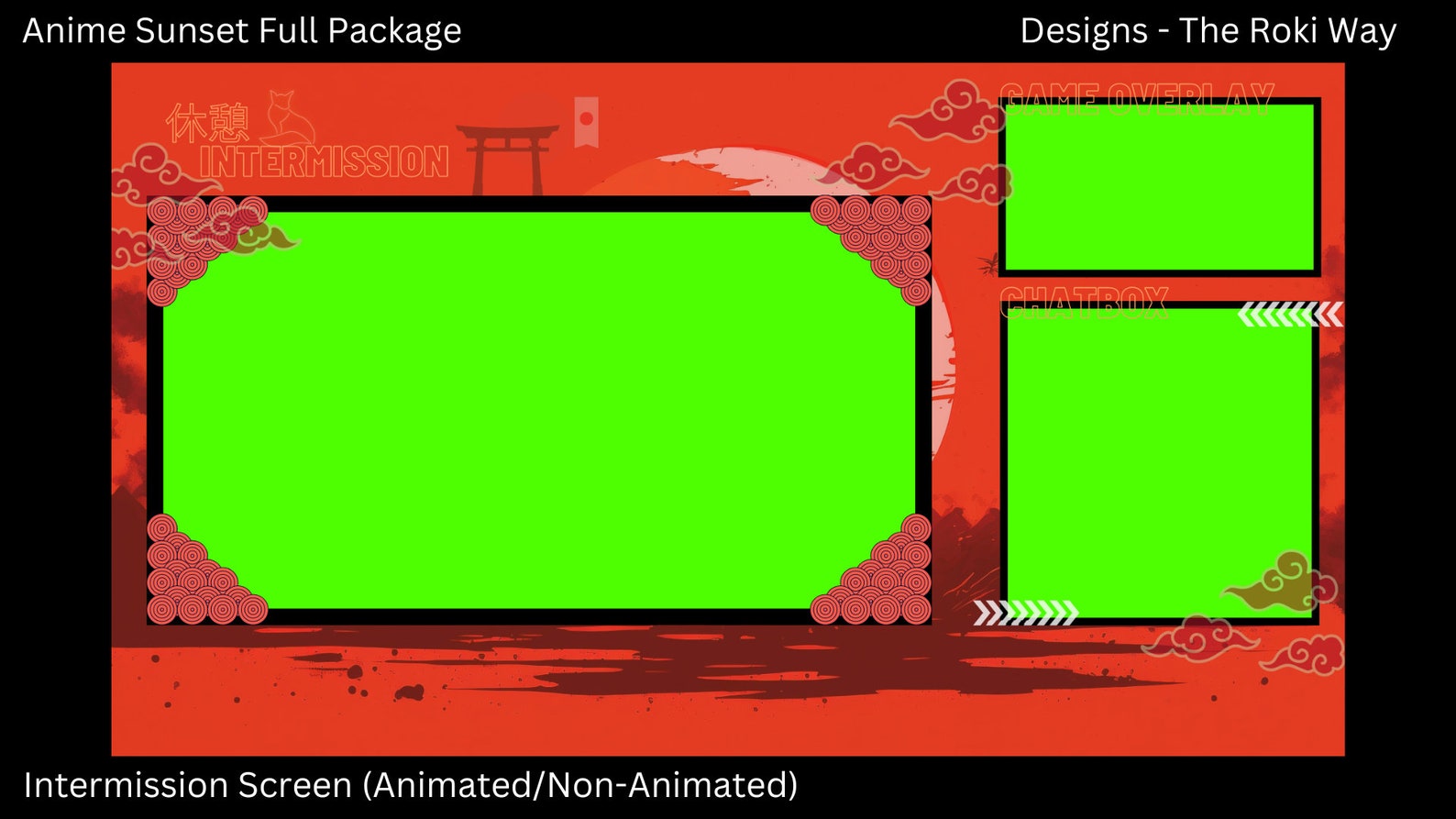 Anime Sunset Twitch Stream Overlay Package Animated Non-animated ...