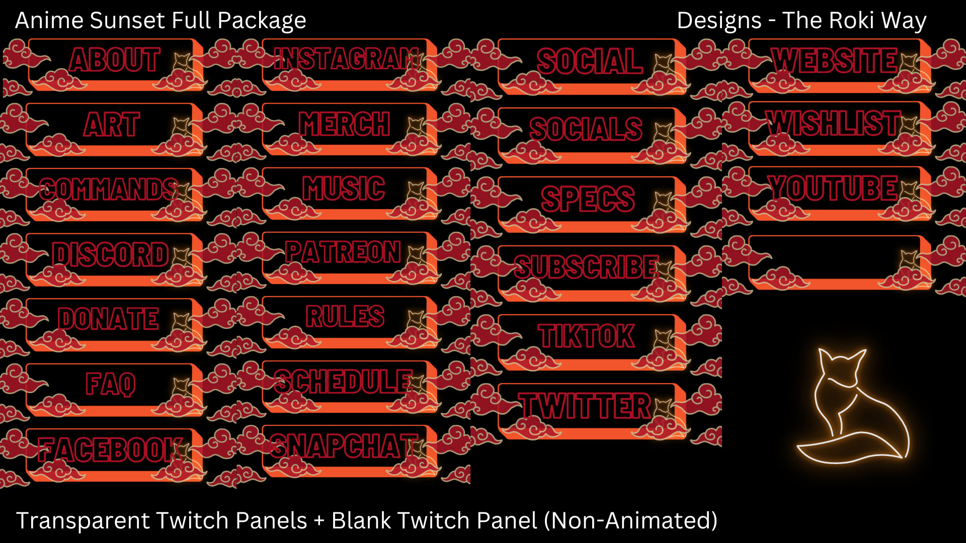 Anime Sunset Twitch Stream Overlay Package Animated Non-animated ...