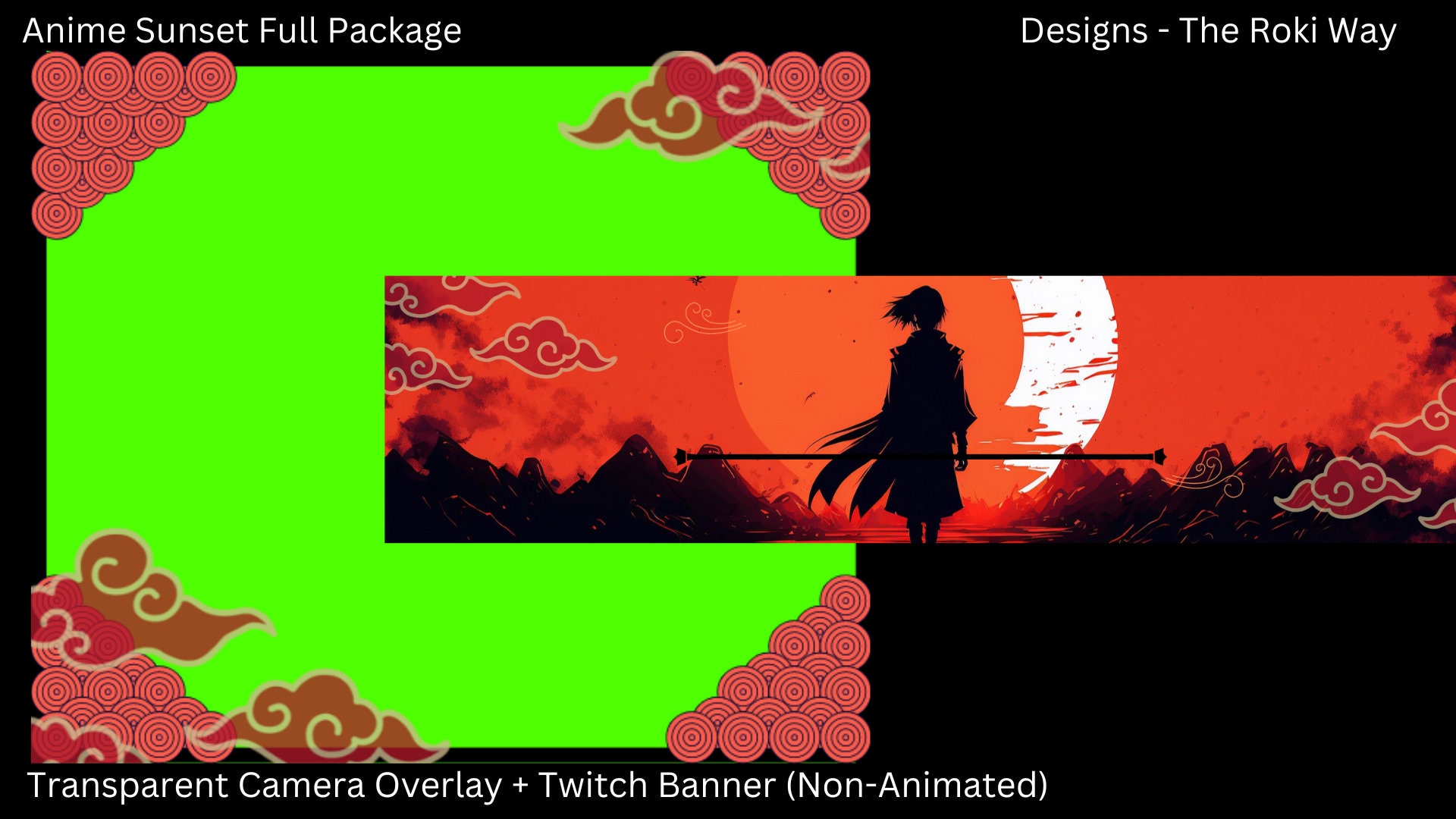 Anime Sunset Twitch Stream Overlay Package | Animated | Non-animated ...