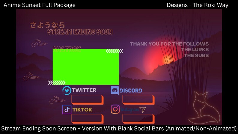 Anime Sunset Twitch Stream Overlay Package | Animated | Non-animated ...