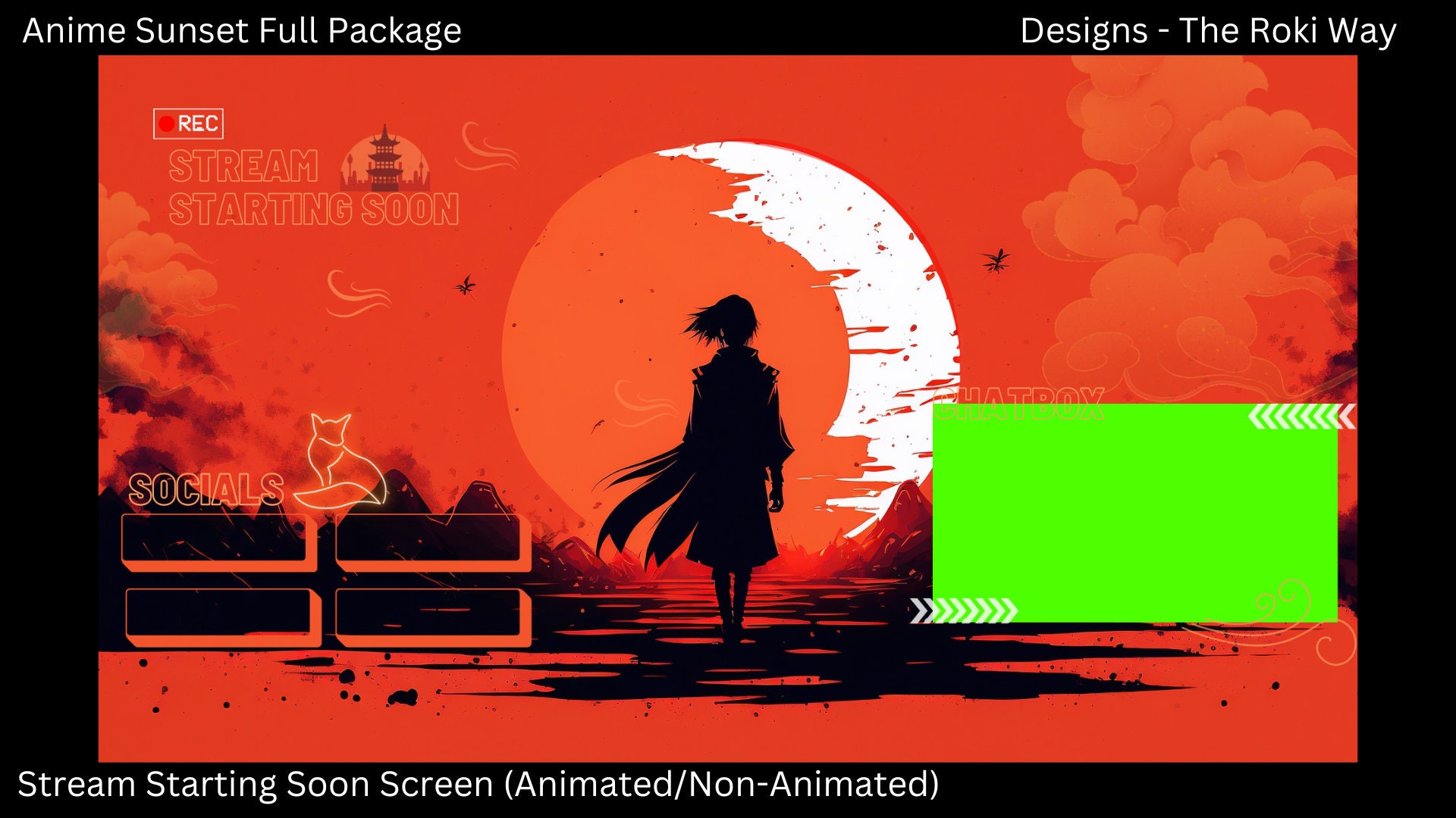 Anime Sunset Twitch Stream Overlay Package | Animated | Non-animated ...