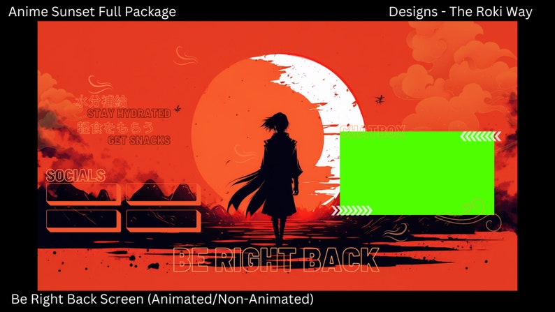 Anime Sunset Twitch Stream Overlay Package | Animated | Non-animated ...
