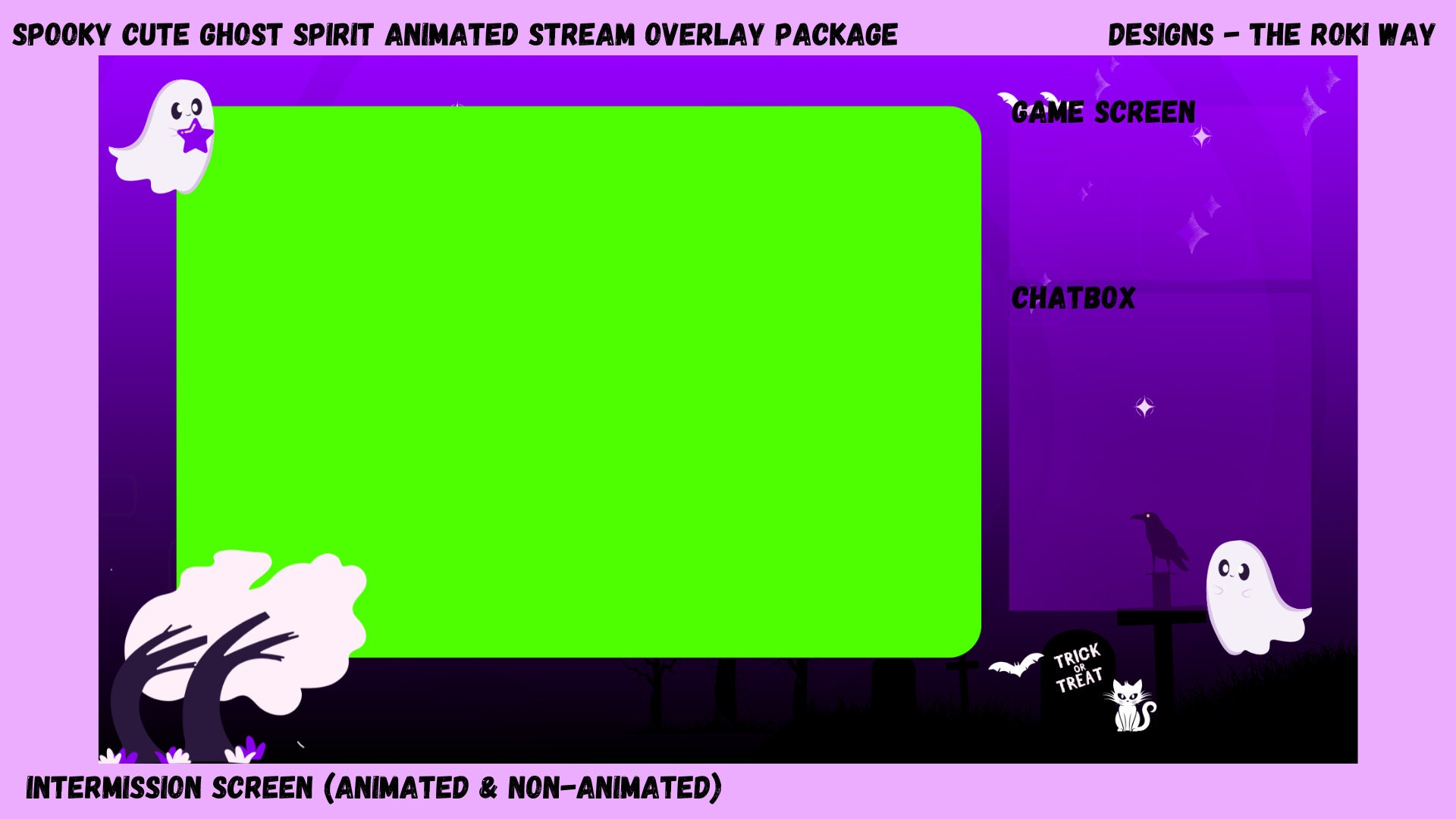 Spooky Cute Ghost Spirit Animated Stream Overlay Package - Etsy