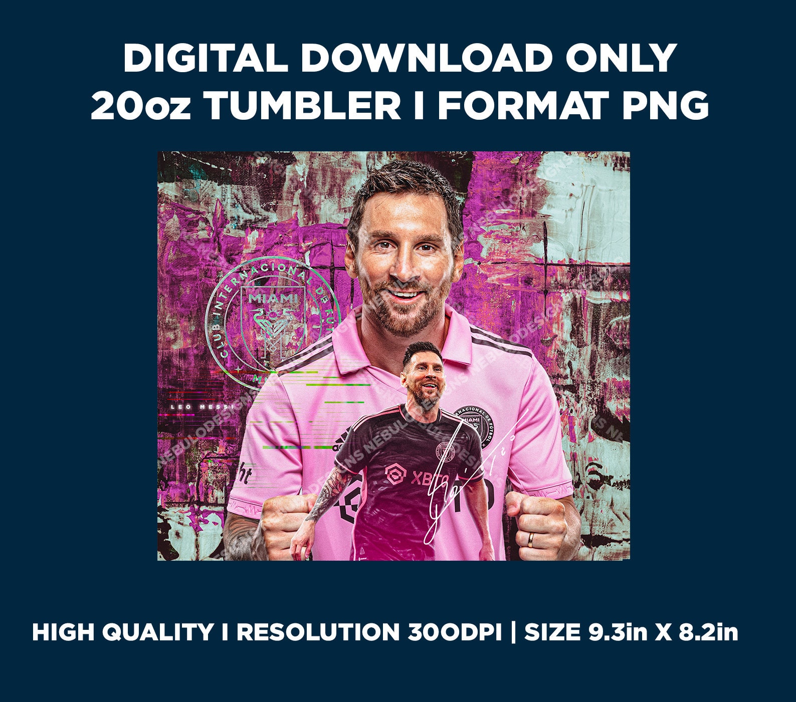 Leo Messi Pink Jersey 20oz Design for Skinny Straight - Etsy