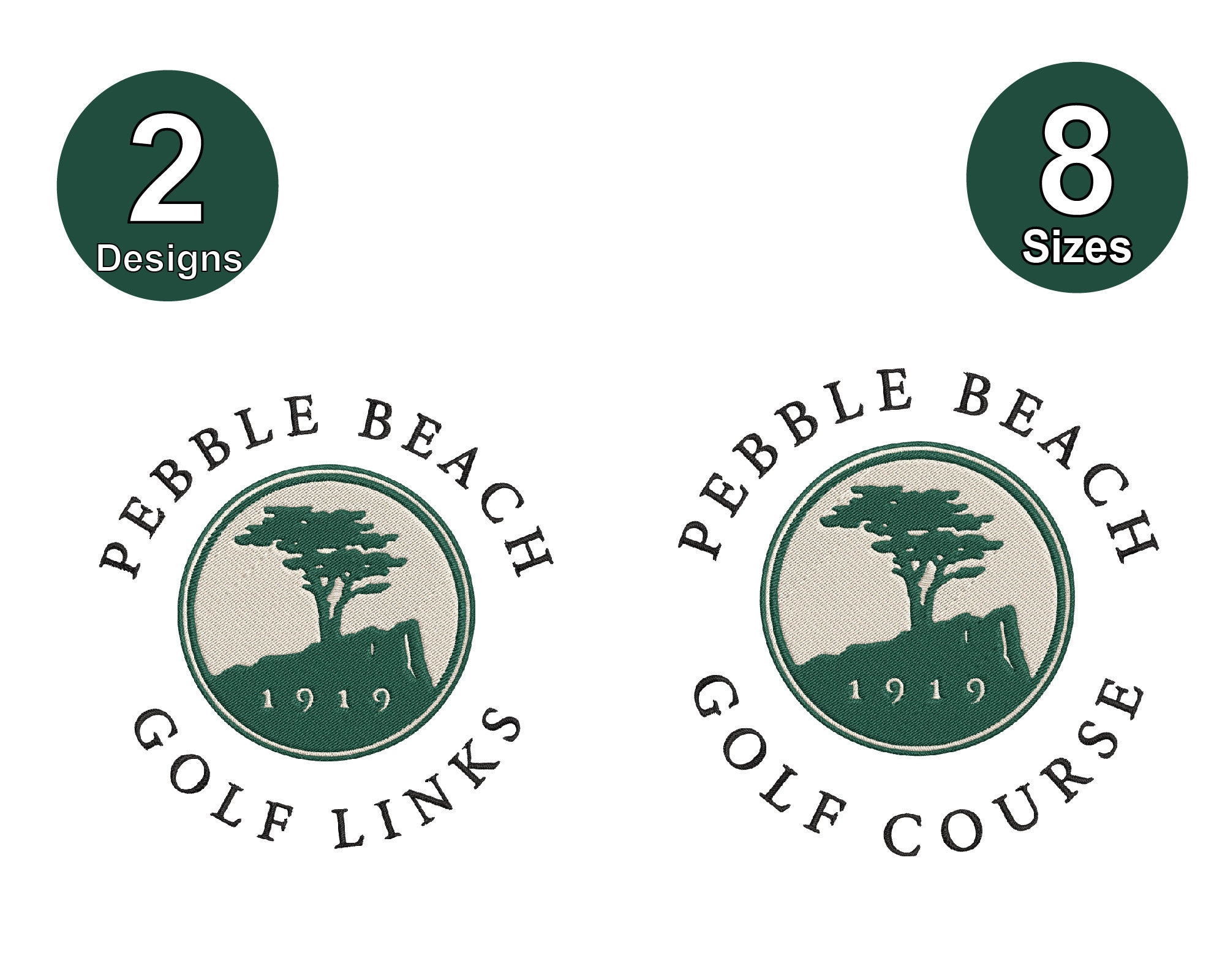 Pebble Beach Golf Course Machine Embroidery Design, Golf Links. 8 Sizes ...