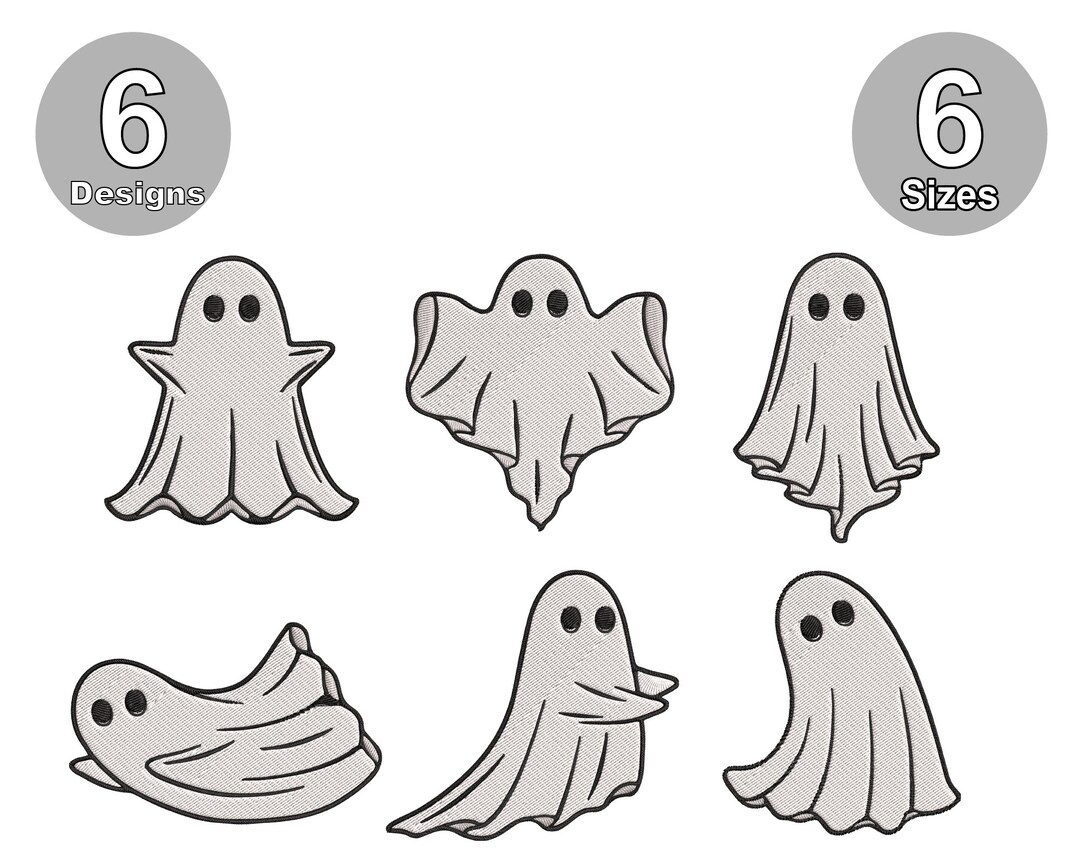 Ghost Bundle Embroidery Design Cute Ghost Embroidery Design Halloween ...