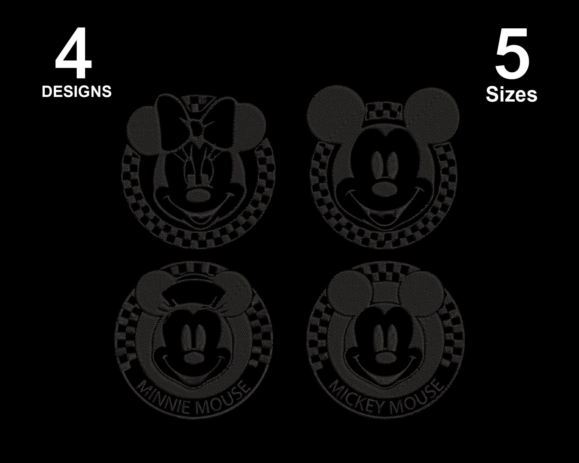 Mickey and Minnie Mouse Monogram Face Embroidery File, Mickey Head ...