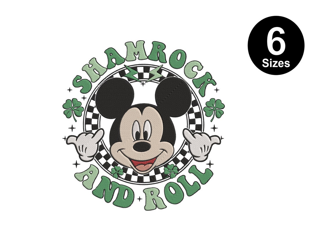 Mickey Mouse Shamrock and Roll Embroidery Design, Instant Download, 6 ...