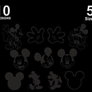 Mickey Head Outline Embroidery Design, Stitch Fill Bundle Set ...