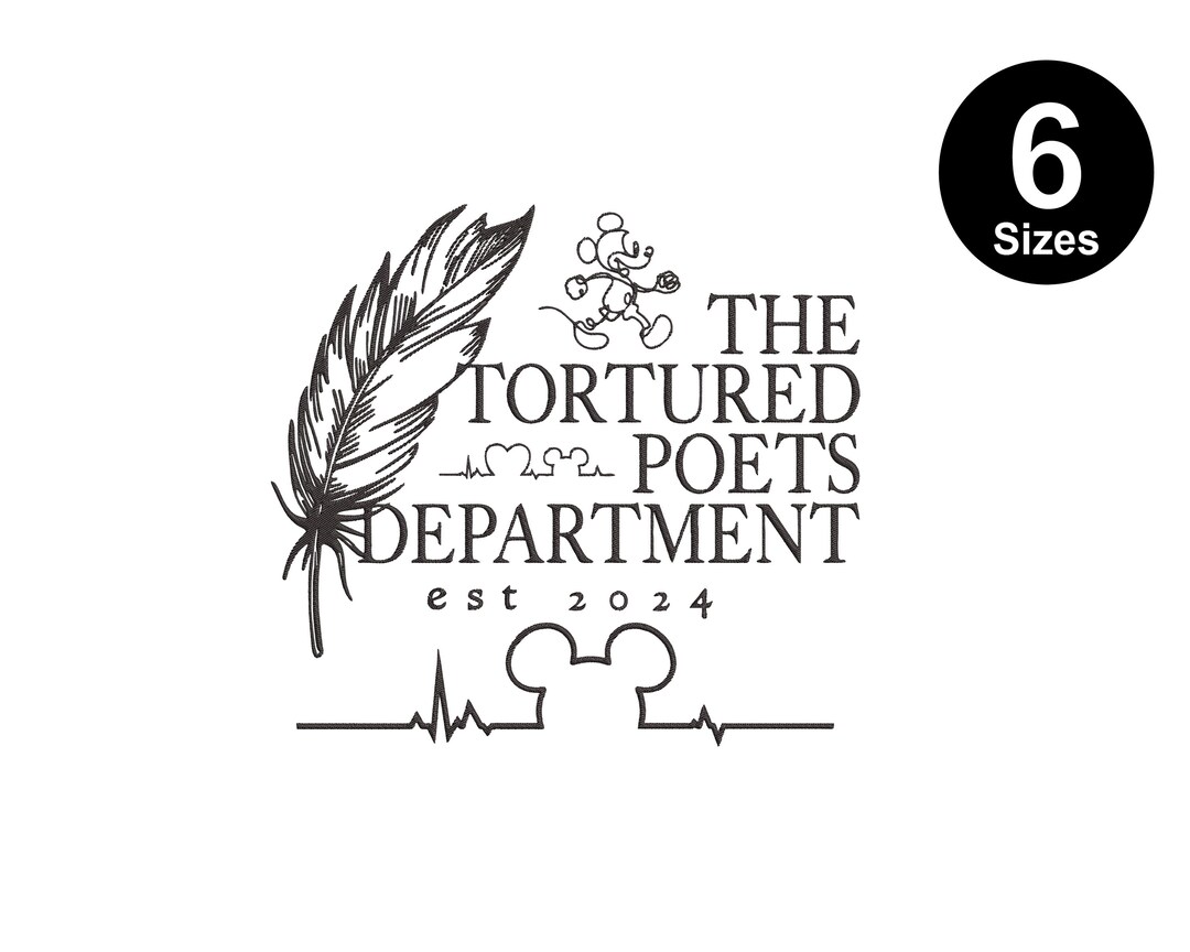 Mickey Mouse the Tortured Poets Department Embroidery Design, Instant ...