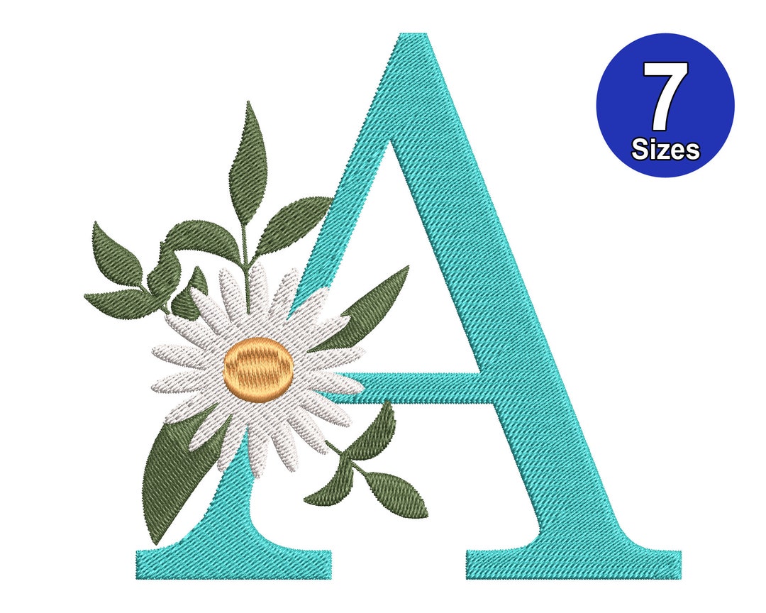 Daisy Floral Alphabet A Font for Embroidery Design, Machine Embroidery ...