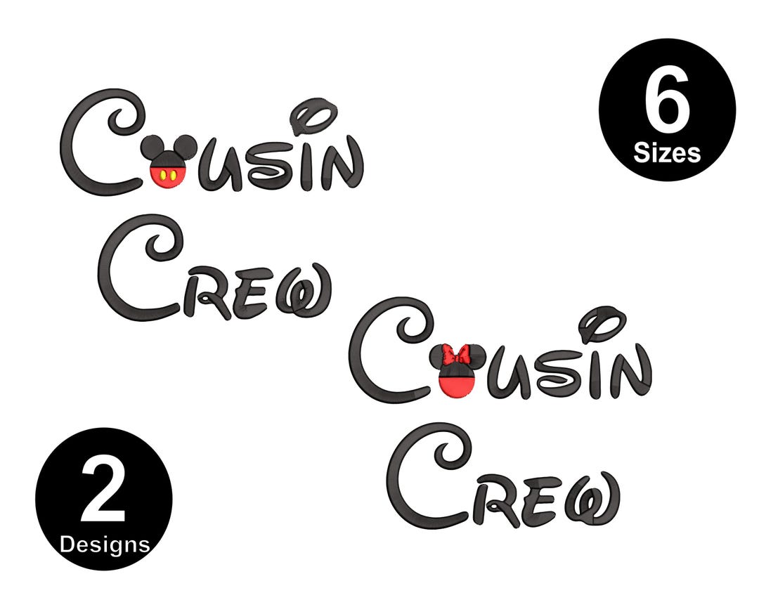 Cousin Crew Mickey and Minnie Mouse Embroidery Digital File, Instant ...