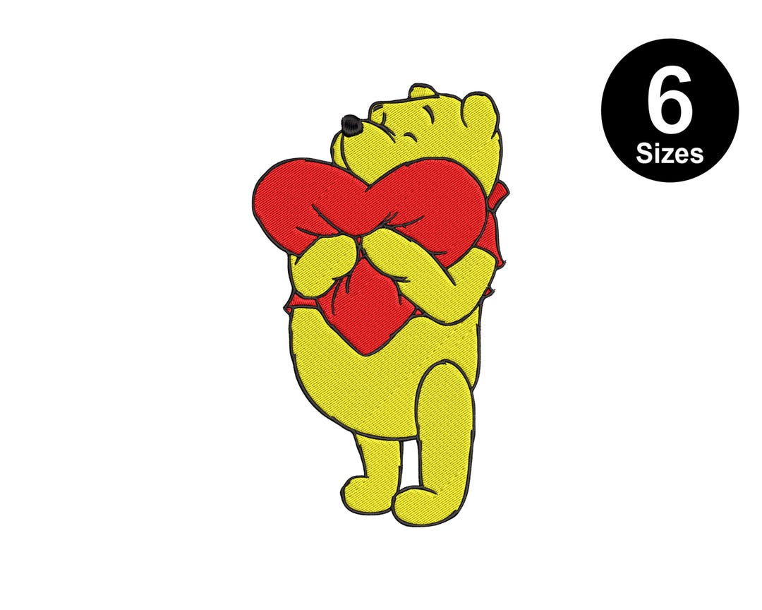 Pooh With Heart Embroidery Design | Valentine's Day Gift (instant ...