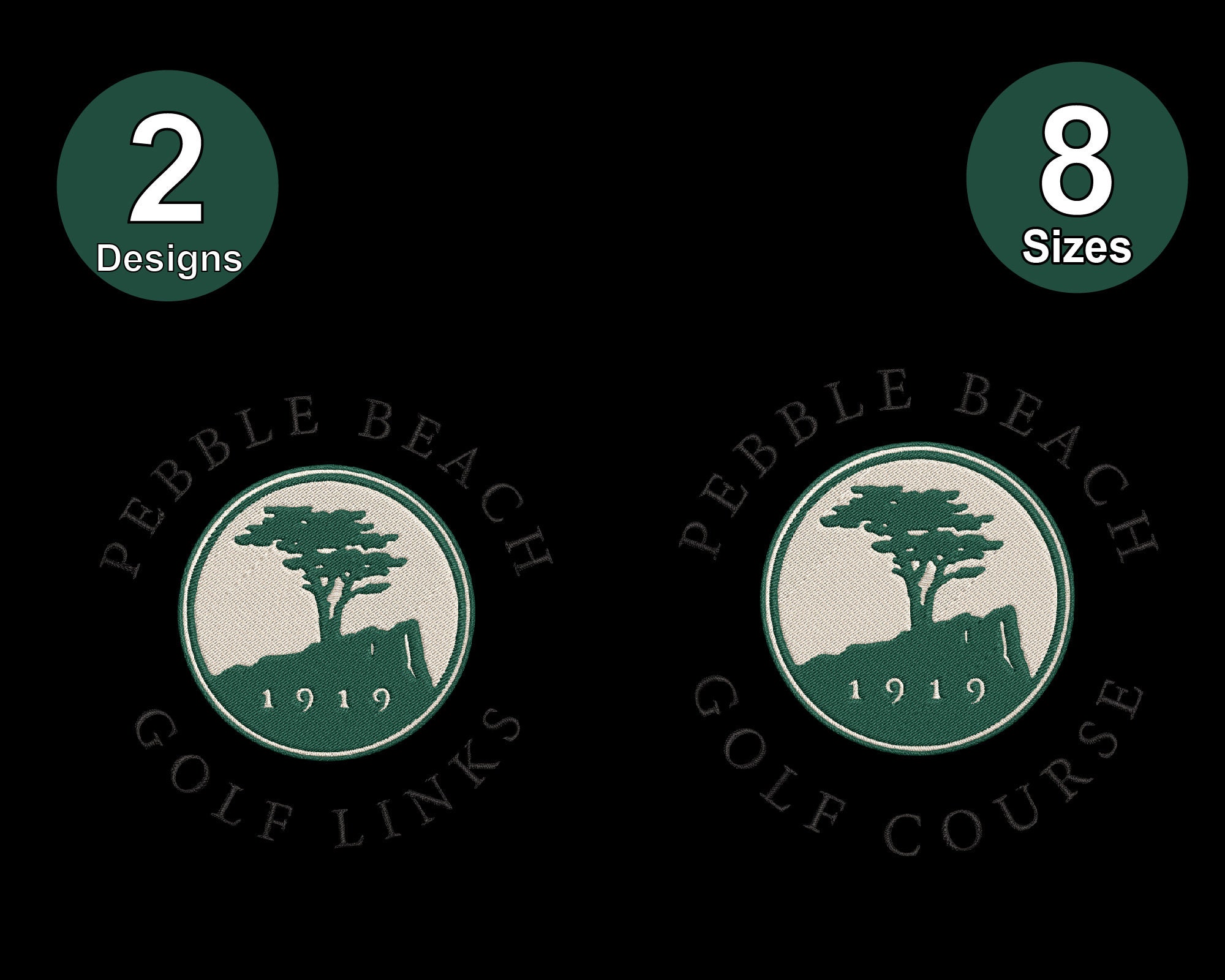 Pebble Beach Golf Course Machine Embroidery Design, Golf Links. 8 Sizes ...