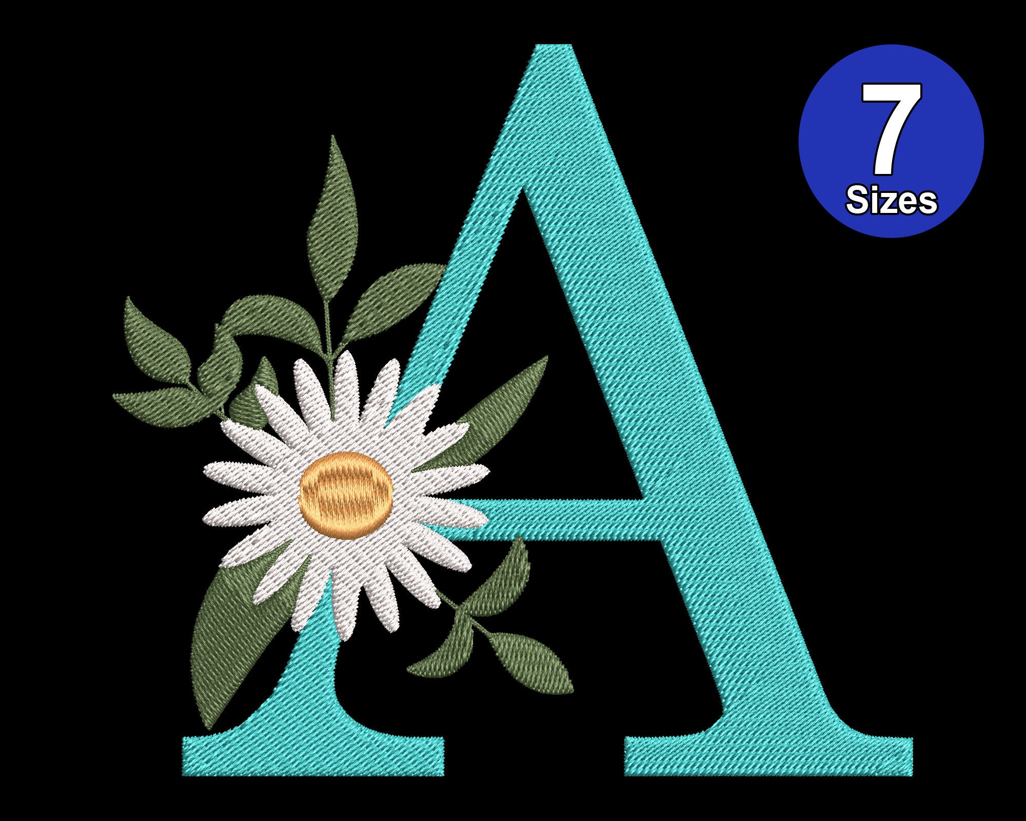 Daisy Floral Alphabet A Font for Embroidery Design, Machine Embroidery ...