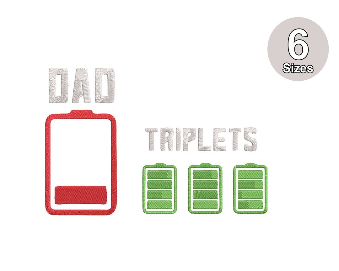 Mens Triplet Dad Low Battery Empty Embroidery Design, for Tired Parents ...