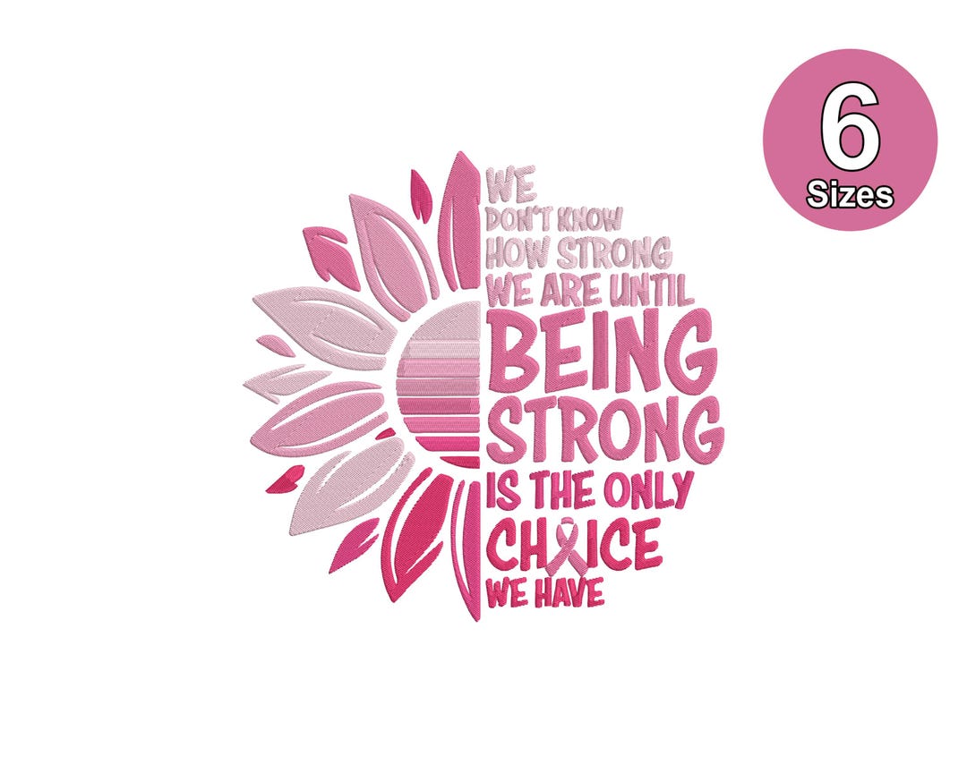 Pink Sunflower Breast Cancer Awareness Embroidery Design, Instant ...