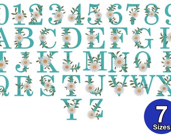 Daisy Floral Alphabet A Font for Embroidery Design, Machine Embroidery ...