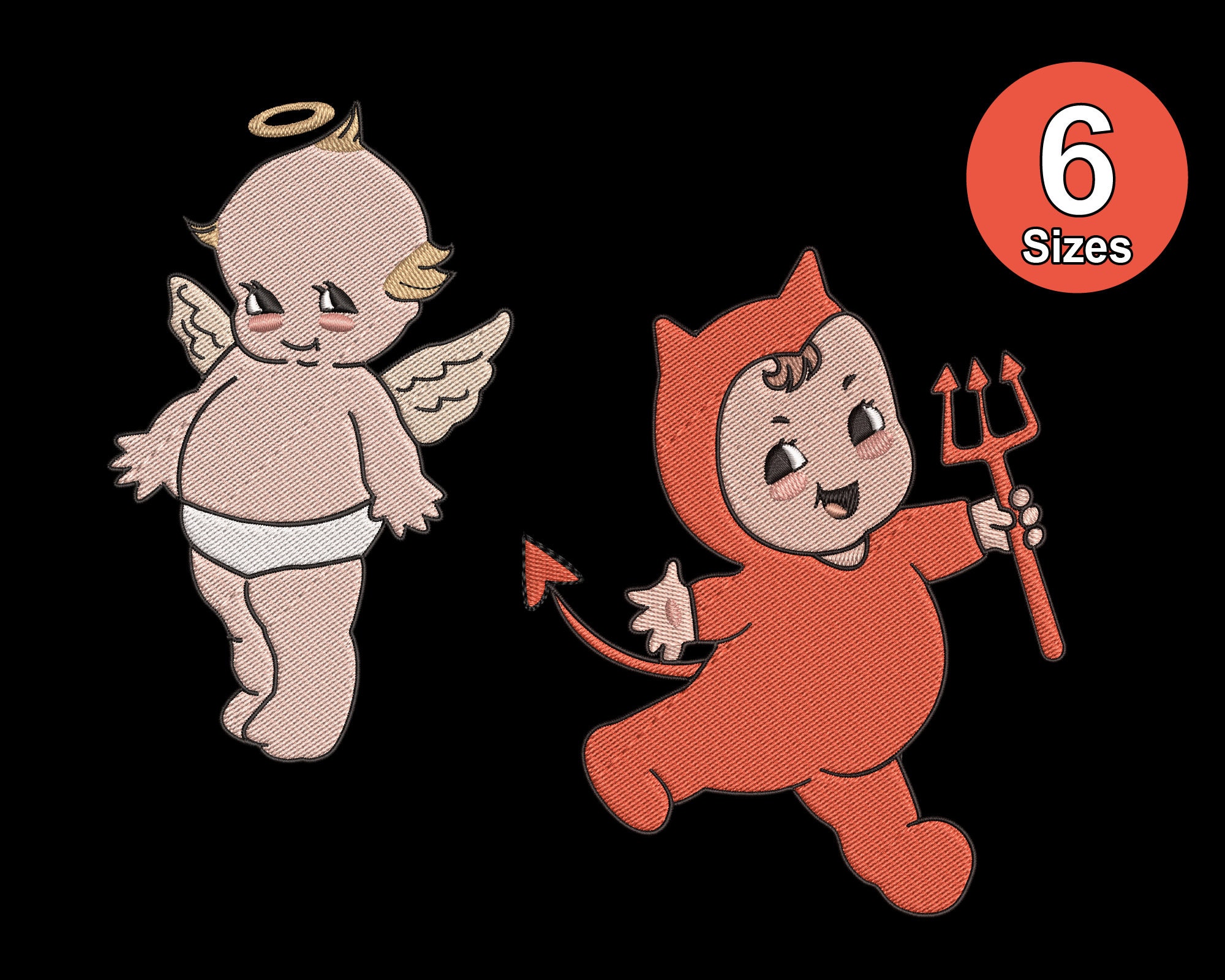 Angel and Devil Embroidery Baby Embroidery Kewpie Emboridery Machineemboirdery - Etsy