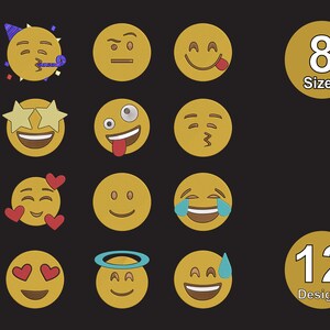 Emoji Embroidery Design Set - Emoticons Embroidery Designs - Smiley ...