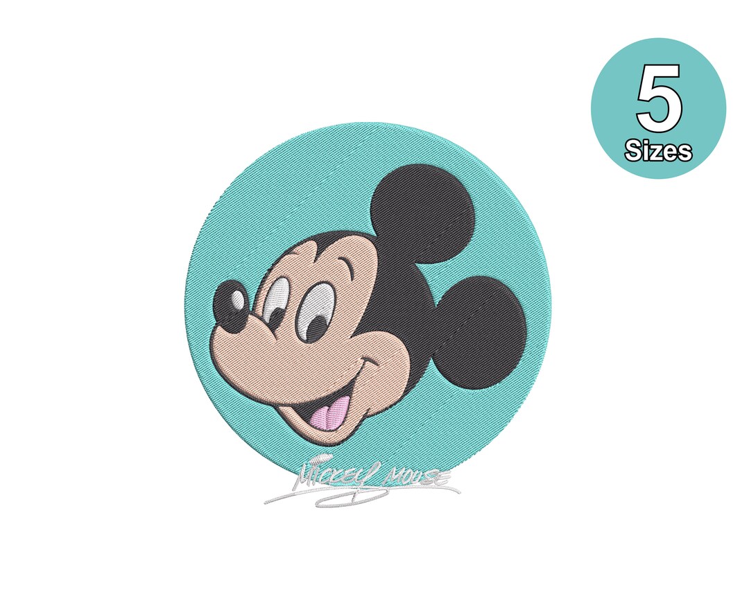 Cute Mickey Mouse Face Machine Embroidery Design, 5 Sizes, Mickey Head ...