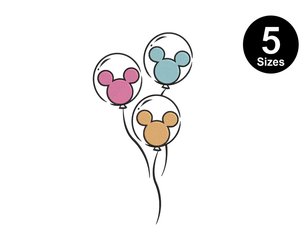 Mickey Mouse Balloon Embroidery | Mickey Head Embroidery | Mickey Ear ...
